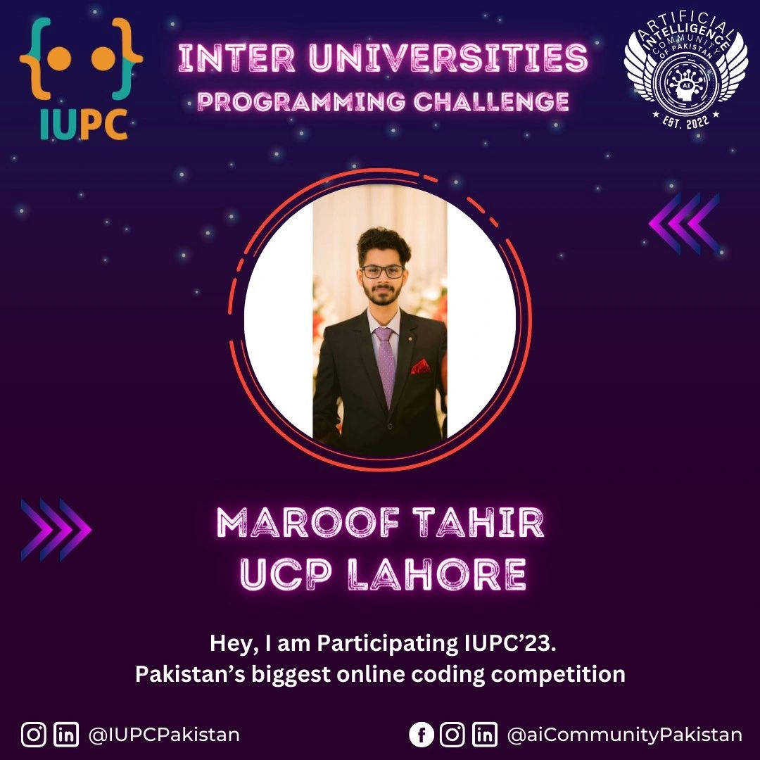 Maroof Tahir on LinkedIn: #iupc #iupc2023 #coding #codingcompetition # ... Maroof Tahir on LinkedIn: #iupc #iupc2023 #coding #codingcompetition # ...