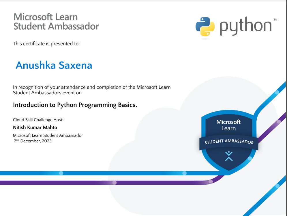 ANUSHKA SAXENA on LinkedIn: #microsoftlearn #studentambassador # ... ANUSHKA SAXENA on LinkedIn: #microsoftlearn #studentambassador # ...