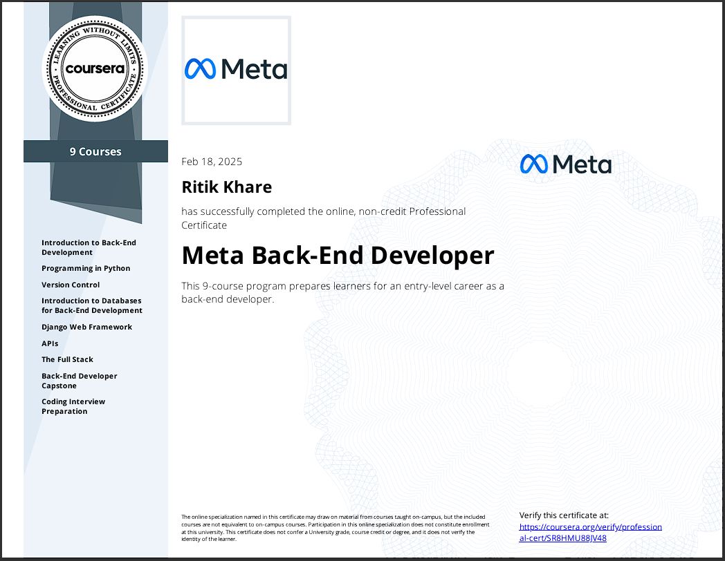 #backenddevelopment #metacertified #python #django #apis… | Ritik khare #backenddevelopment #metacertified #python #django #apis… | Ritik khare