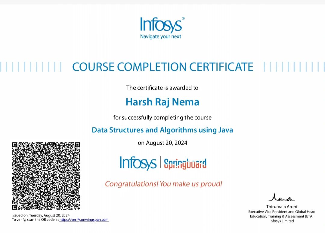 HARSH RAJ NEMA on LinkedIn: #datastructures #algorithms #java #infosys ... HARSH RAJ NEMA on LinkedIn: #datastructures #algorithms #java #infosys ...