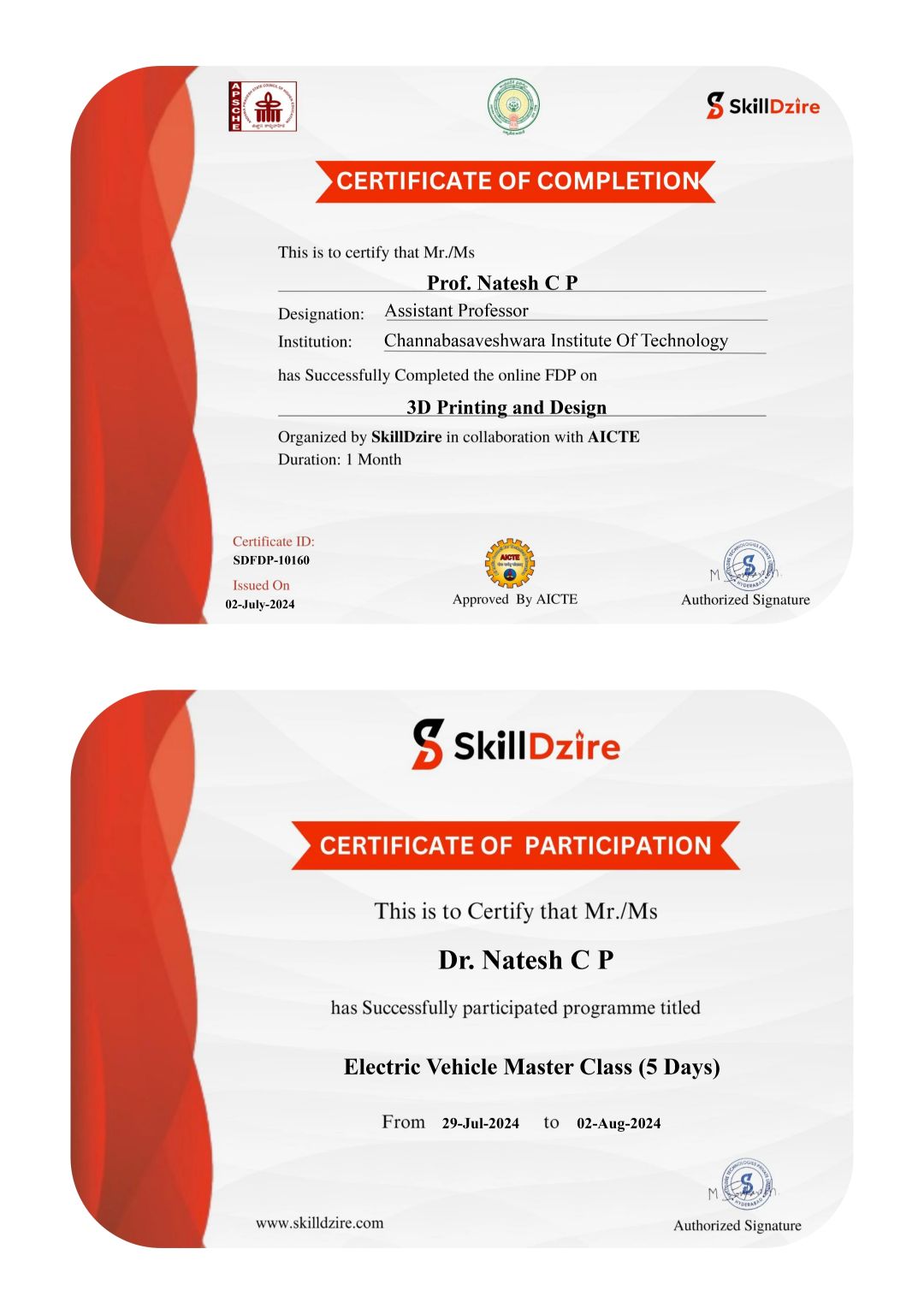 Dr. Natesh C P on LinkedIn: Completed 1 month FDP on '3D Printing ... Dr. Natesh C P on LinkedIn: Completed 1 month FDP on '3D Printing ...