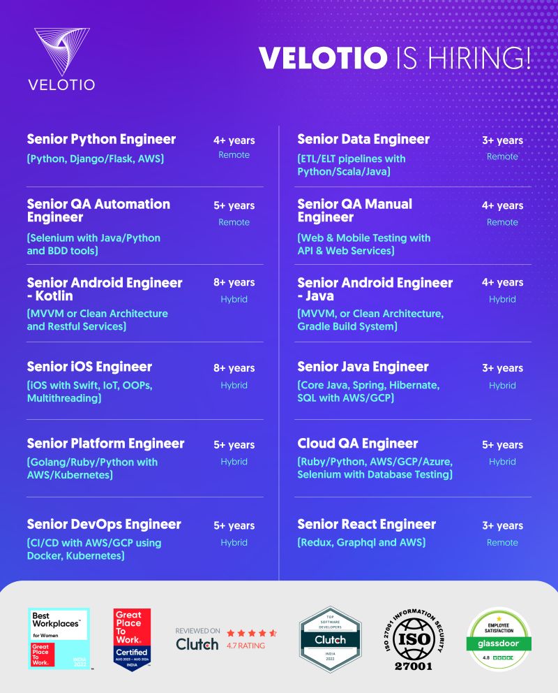 Velotio Technologies on LinkedIn: #engineers #opportunities #startups # ... Velotio Technologies on LinkedIn: #engineers #opportunities #startups # ...