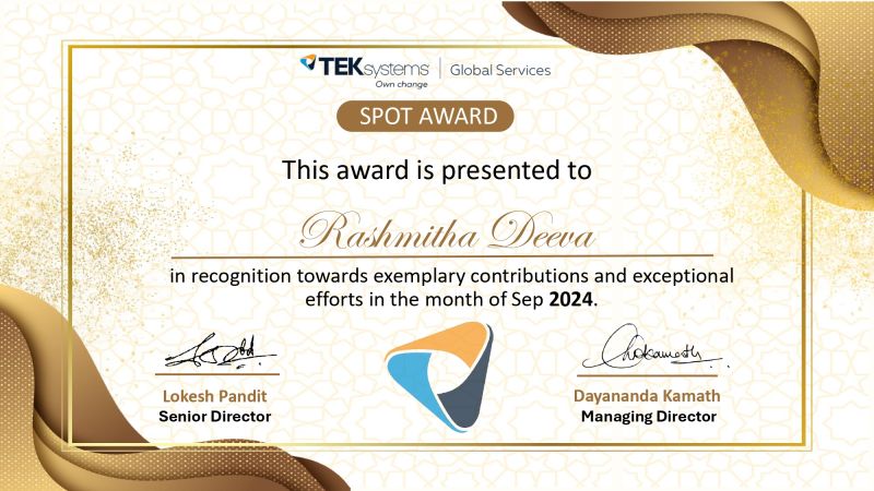 Rashmitha Deeva on LinkedIn: #grateful #spotaward Rashmitha Deeva on LinkedIn: #grateful #spotaward