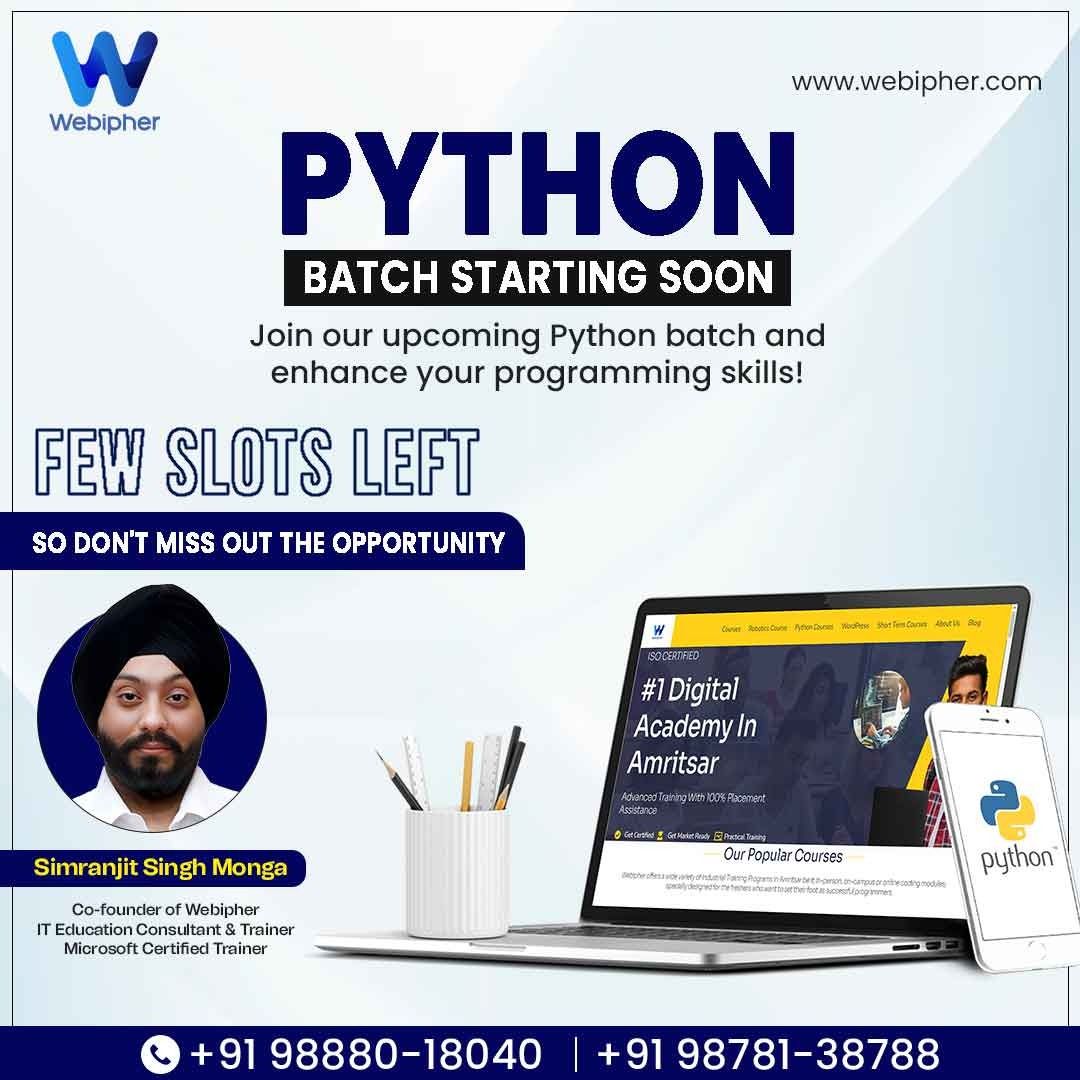 Webipher on LinkedIn: #pythonbatch #limitedslots #codingopportunity # ... Webipher on LinkedIn: #pythonbatch #limitedslots #codingopportunity # ...