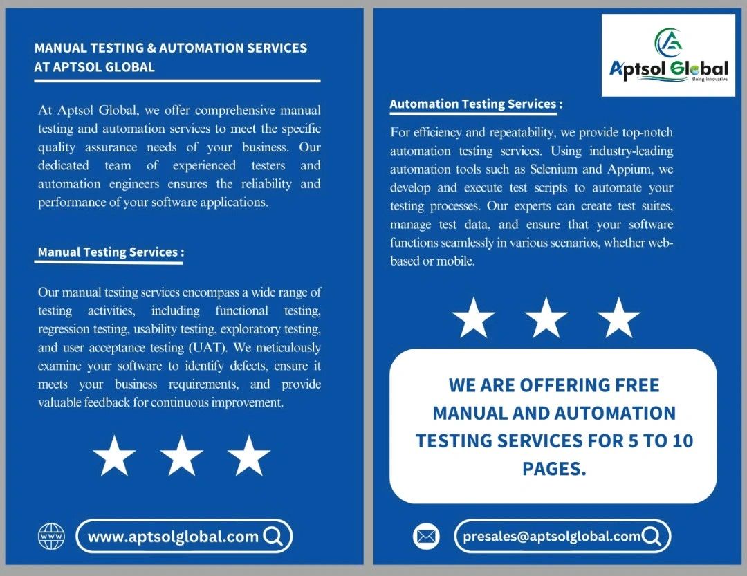 Aptsol Global Tech Pvt. Ltd. on LinkedIn: #manualtesting # ... Aptsol Global Tech Pvt. Ltd. on LinkedIn: #manualtesting # ...