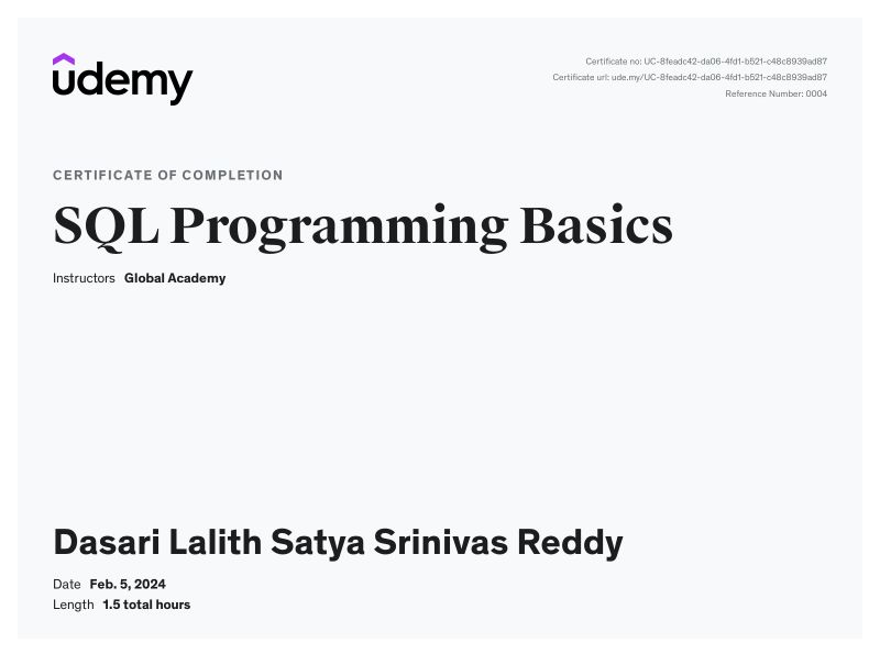 Dasari Lalith Satya Srinivas Reddy on LinkedIn: Successfully Completed ... Dasari Lalith Satya Srinivas Reddy on LinkedIn: Successfully Completed ...