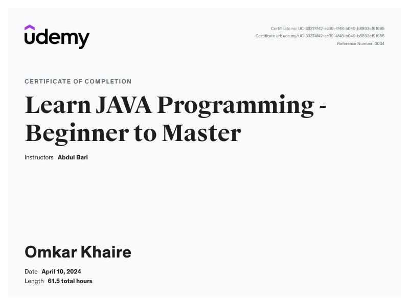 Omkar Khaire on LinkedIn: I'm glad to share that I completed Core Java ... Omkar Khaire on LinkedIn: I'm glad to share that I completed Core Java ...