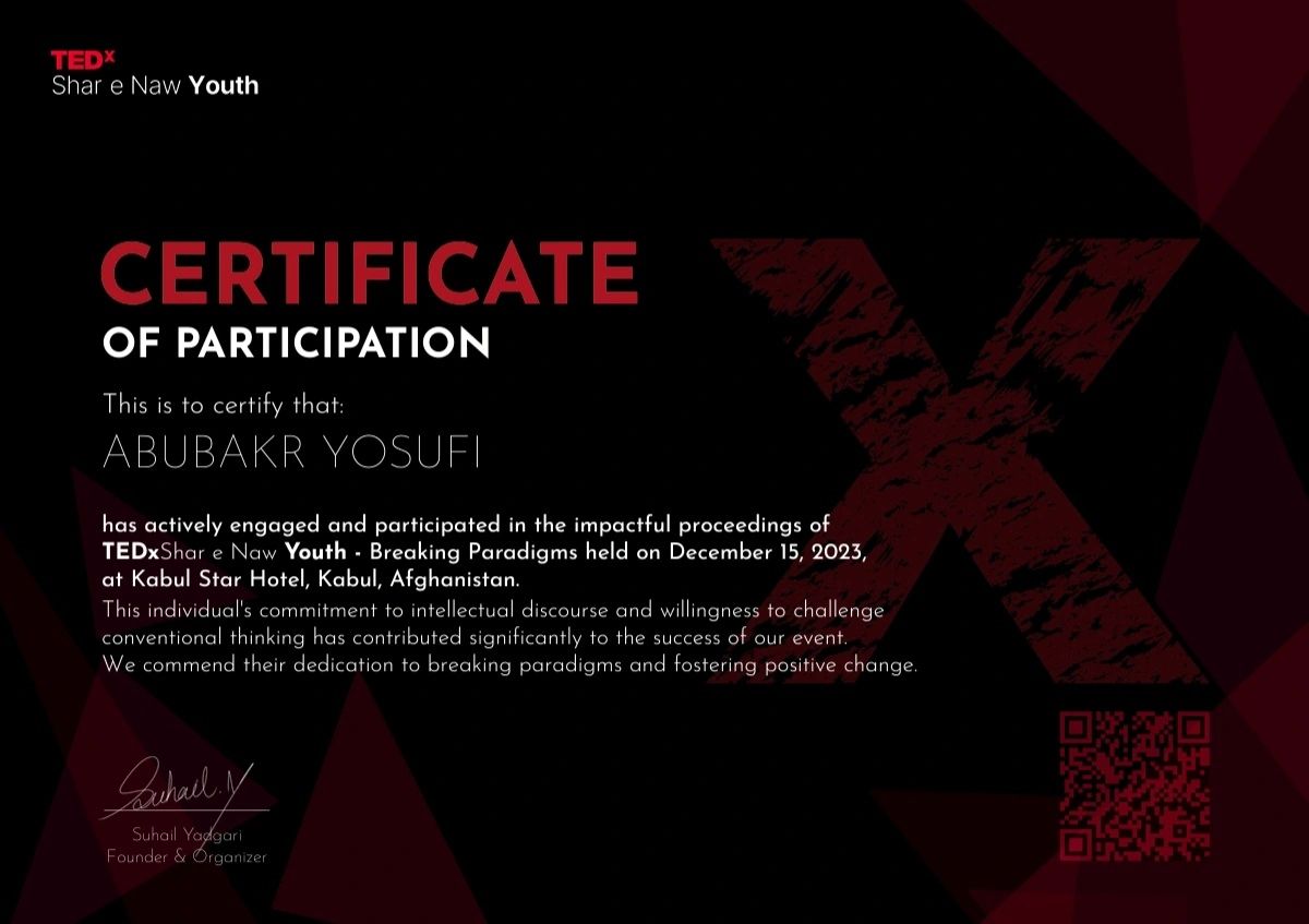 Abubakr Yosufi on LinkedIn: My certificate of participation in the ... Abubakr Yosufi on LinkedIn: My certificate of participation in the ...