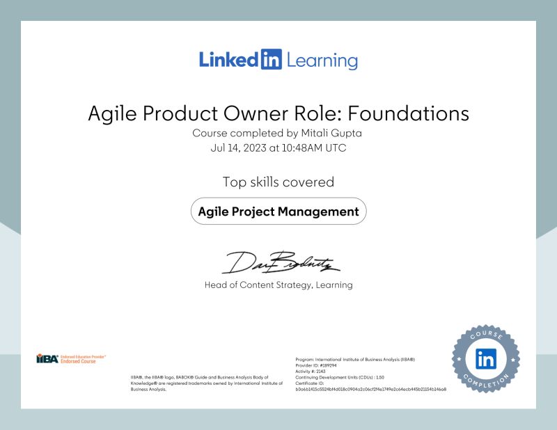 Mitali Gupta on LinkedIn: Certificate of Completion Mitali Gupta on LinkedIn: Certificate of Completion