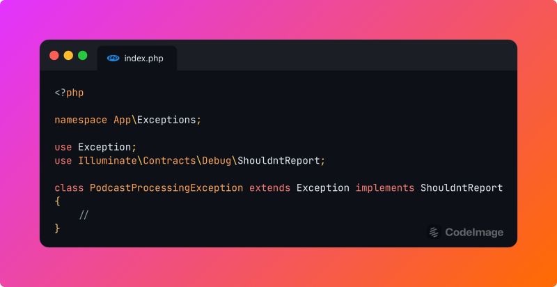 Ahmed Essam on LinkedIn: Laravel Tip 💡: Skip Exception Reporting (⬆️ ... Ahmed Essam on LinkedIn: Laravel Tip 💡: Skip Exception Reporting (⬆️ ...