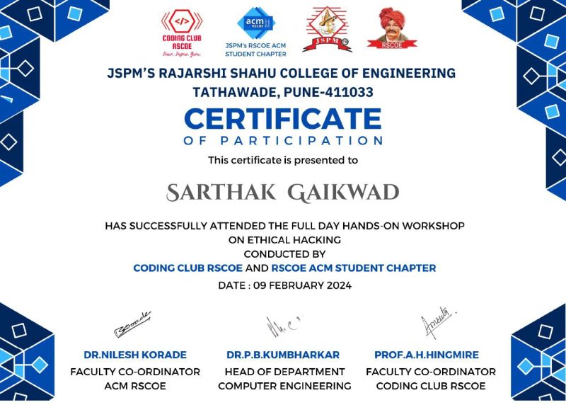 Participated in Ethical Hacking workshop by Coding Club | Sarthak ... Participated in Ethical Hacking workshop by Coding Club | Sarthak ...