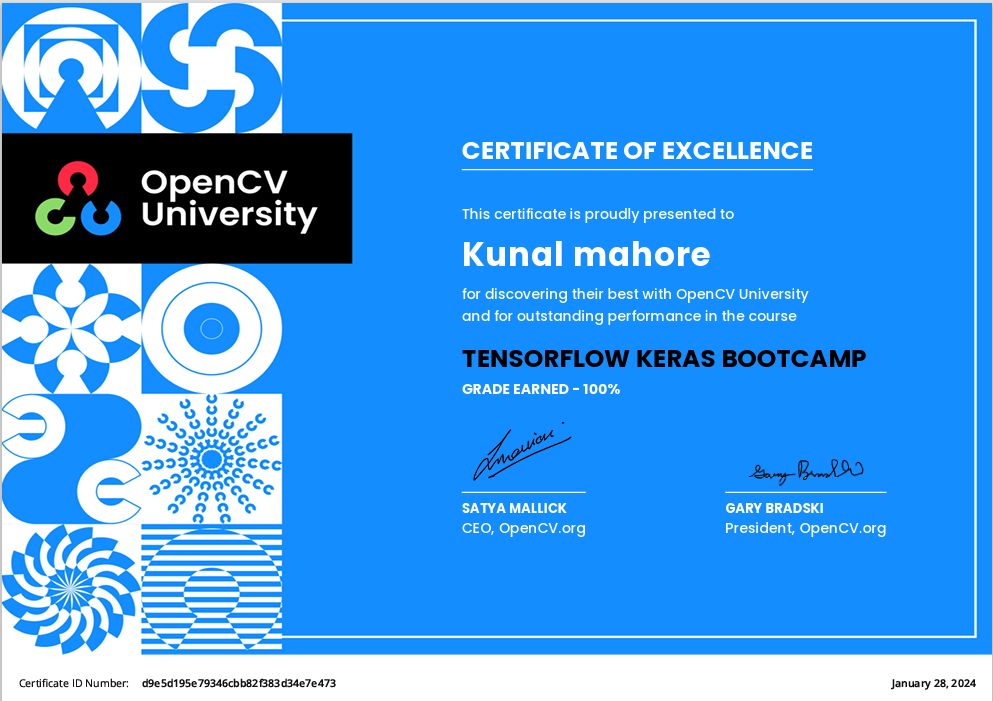 Kunal Mahore on LinkedIn: 🚀 Just nailed the TensorFlow Kersa BootCamp ... Kunal Mahore on LinkedIn: 🚀 Just nailed the TensorFlow Kersa BootCamp ...