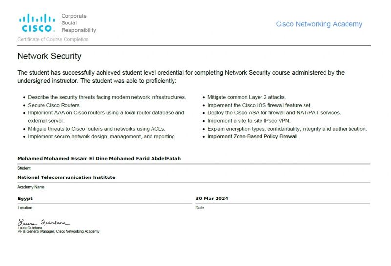 Mohmed Essam on LinkedIn: #networksecurity #certificationachievement Mohmed Essam on LinkedIn: #networksecurity #certificationachievement