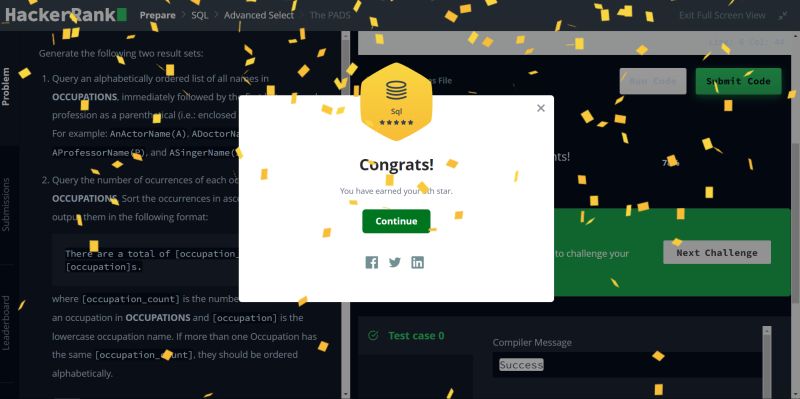 Suyash Waje on LinkedIn: #sql #hackerrank #continuouslearning # ... Suyash Waje on LinkedIn: #sql #hackerrank #continuouslearning # ...