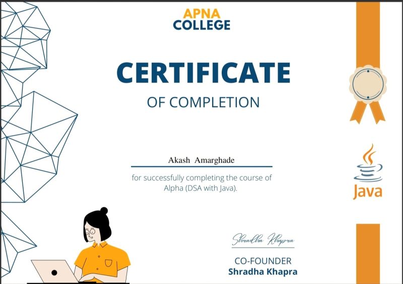 Certificate of data structures and algorithms in Java by apna college ... Certificate of data structures and algorithms in Java by apna college ...