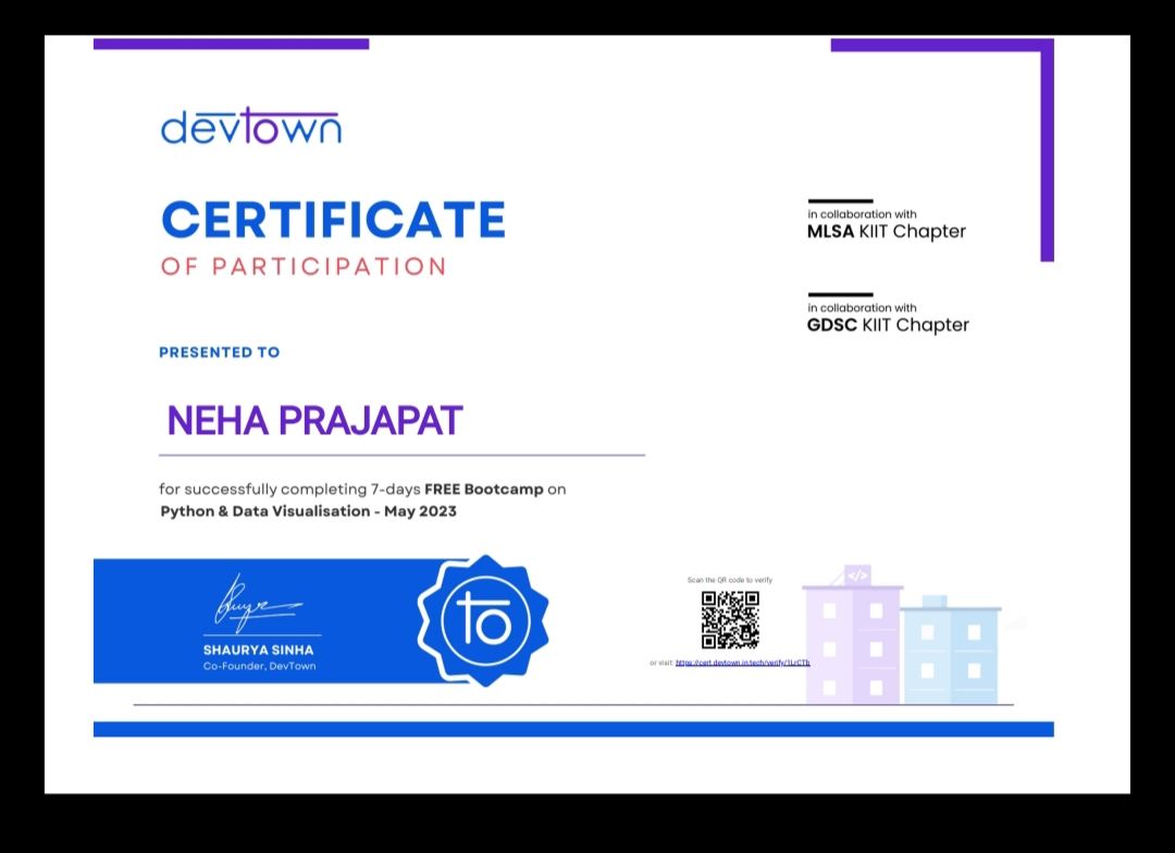 Neha Prajapat on LinkedIn: #data #python #devtown Neha Prajapat on LinkedIn: #data #python #devtown