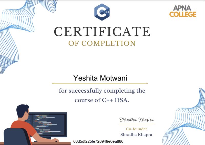 Yeshita Motwani on LinkedIn: #dsa #c #apnacollege #learningjourney # ... Yeshita Motwani on LinkedIn: #dsa #c #apnacollege #learningjourney # ...