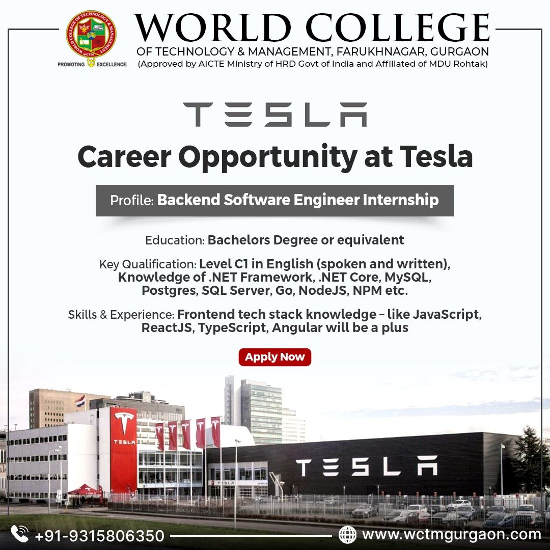 WCTM Gurgaon on LinkedIn: #wctm #wctmgurgaon #tesla #career # ... WCTM Gurgaon on LinkedIn: #wctm #wctmgurgaon #tesla #career # ...