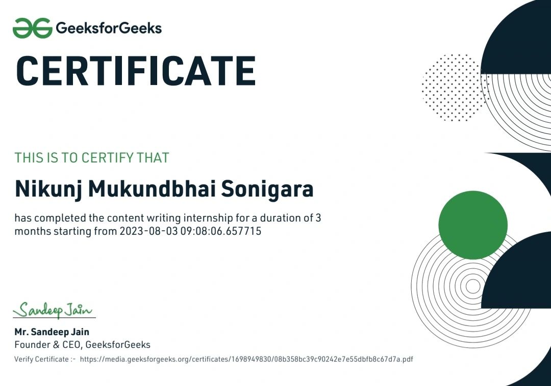 Nikunj Sonigara on LinkedIn: #internship #technicalcontentwriter # ... Nikunj Sonigara on LinkedIn: #internship #technicalcontentwriter # ...