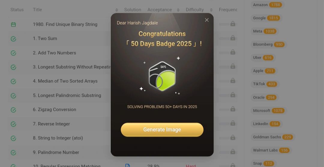 #gfg #leetcode #100daysofcode #dsa #consistency #growth | HARISH JAGDALE #gfg #leetcode #100daysofcode #dsa #consistency #growth | HARISH JAGDALE