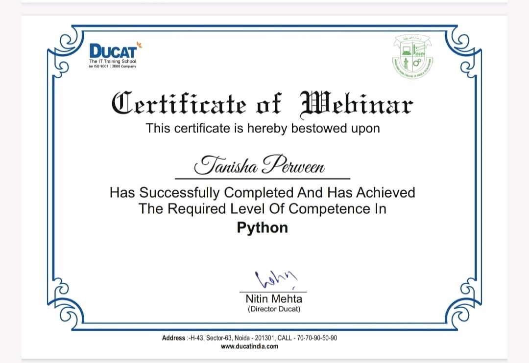 Tanisha Perween on LinkedIn: #webinar #python #ducat Tanisha Perween on LinkedIn: #webinar #python #ducat