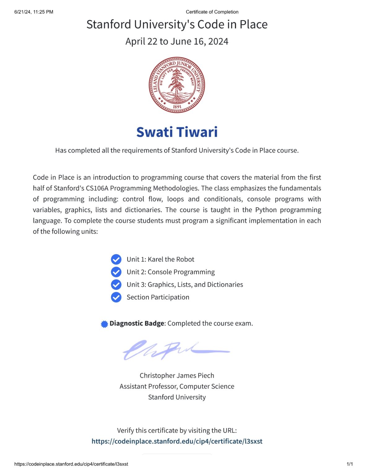 Swati Tiwari on LinkedIn: #codeinplace #stanforduniversity #python # ... Swati Tiwari on LinkedIn: #codeinplace #stanforduniversity #python # ...