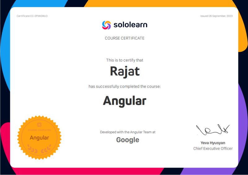Completed Sololearn Angular course with ease | Rajat Malik posted on ... Completed Sololearn Angular course with ease | Rajat Malik posted on ...