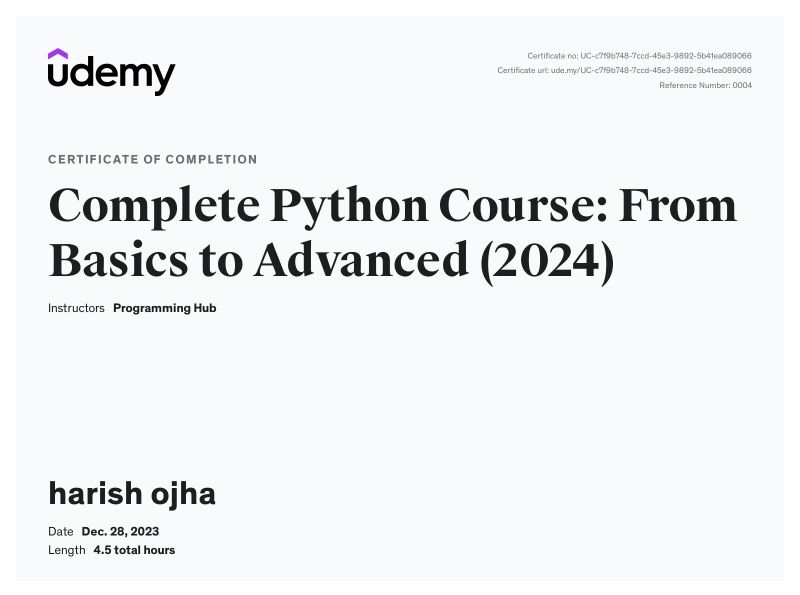 Harish Ojha on LinkedIn: #python #udemy #learning #skills #programming ... Harish Ojha on LinkedIn: #python #udemy #learning #skills #programming ...
