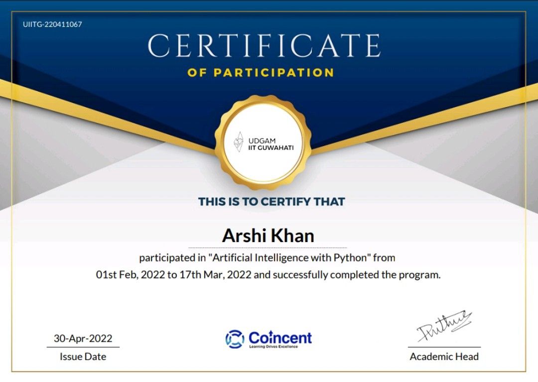 Arshi Khan on LinkedIn: #ai #python #iitguwahati #lifelonglearner # ... Arshi Khan on LinkedIn: #ai #python #iitguwahati #lifelonglearner # ...