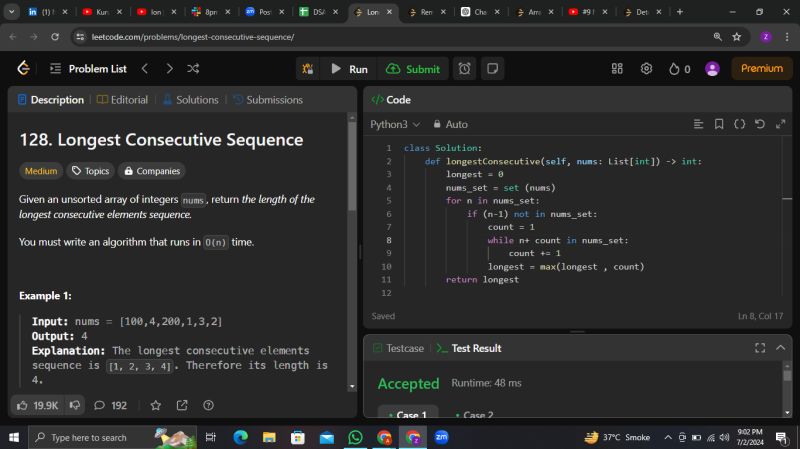 Zaina Farrukh on LinkedIn: #8pm #longest_consecutive_sequence Zaina Farrukh on LinkedIn: #8pm #longest_consecutive_sequence