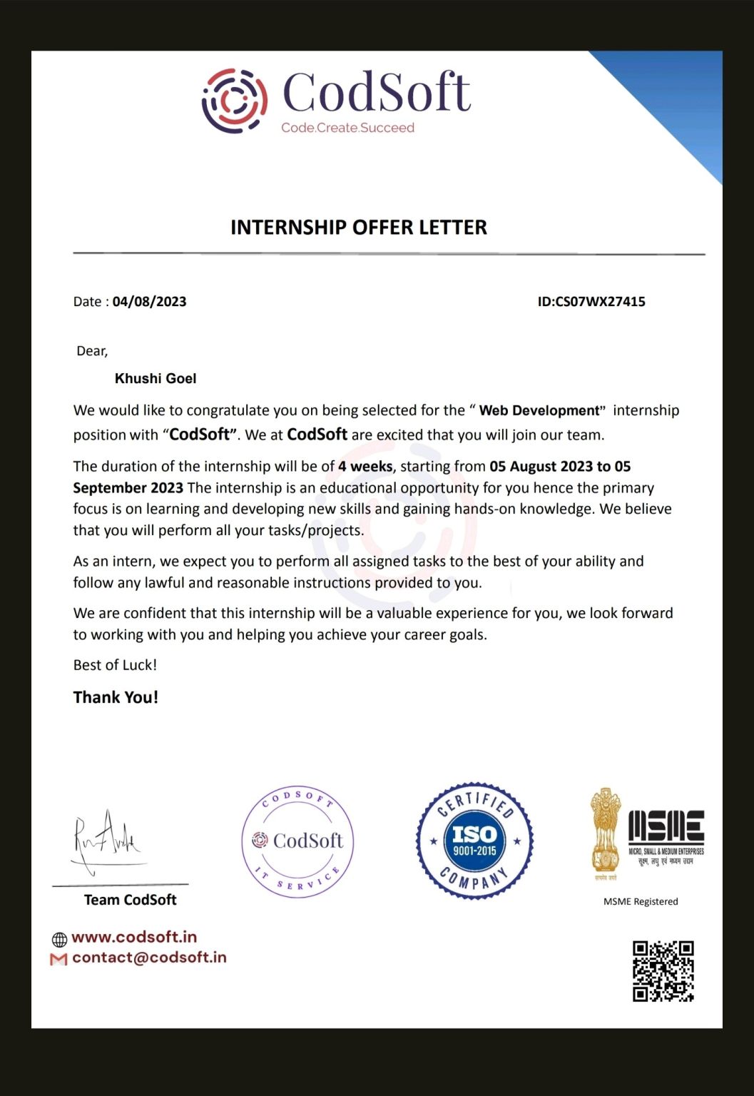 Khushi Goel on LinkedIn: #webdevelopment #codsoftinternship #codsoft Khushi Goel on LinkedIn: #webdevelopment #codsoftinternship #codsoft