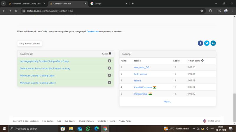 Solved 4 questions in LeetCode Weekly Contest | AKASH KUMAR posted on ... Solved 4 questions in LeetCode Weekly Contest | AKASH KUMAR posted on ...