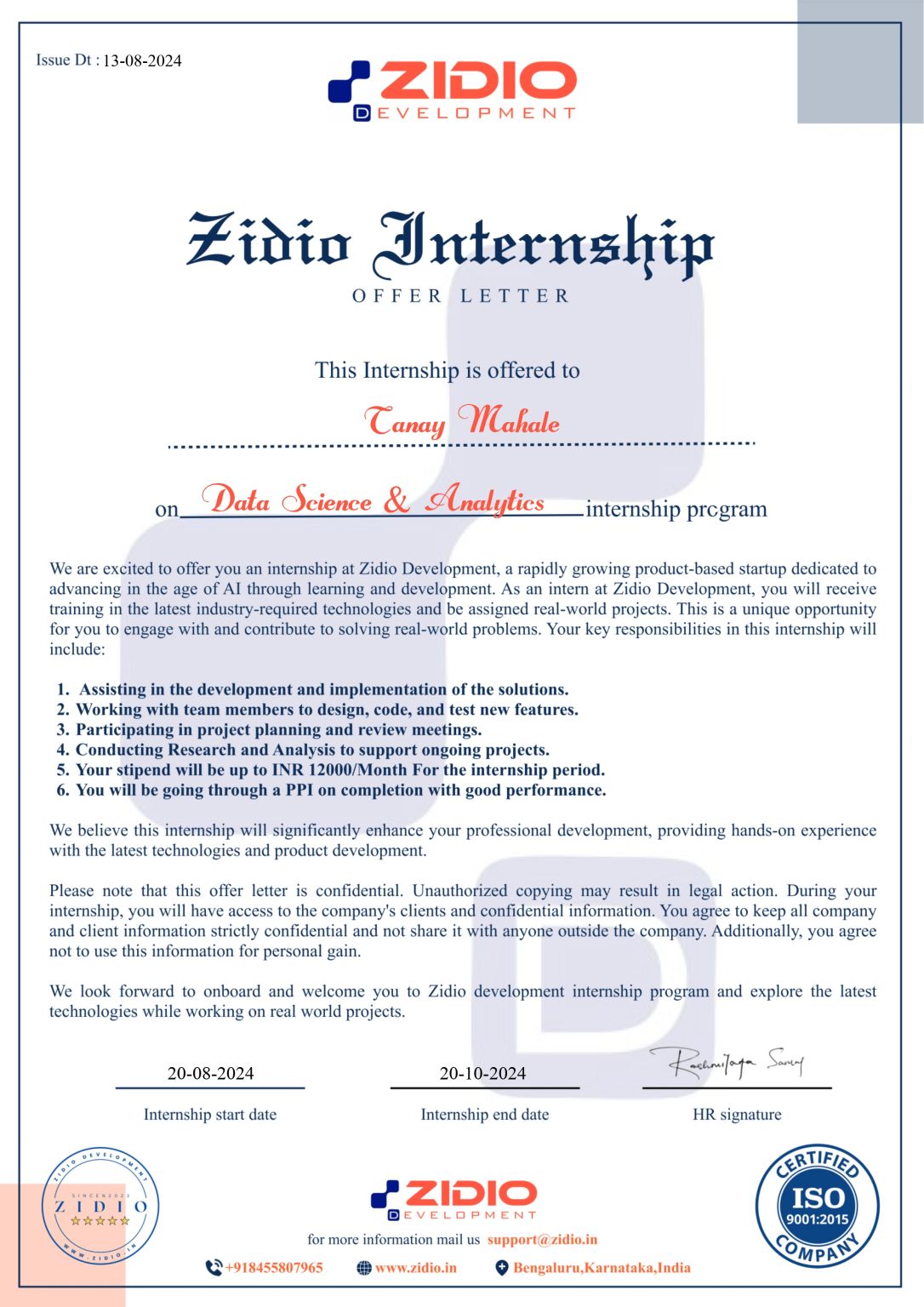 Tanay Mahale on LinkedIn: #internship #zidio Tanay Mahale on LinkedIn: #internship #zidio