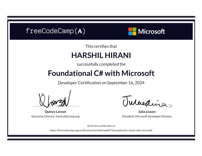 Harshil Hirani on LinkedIn: #csharp #certification #microsoft # ... Harshil Hirani on LinkedIn: #csharp #certification #microsoft # ...