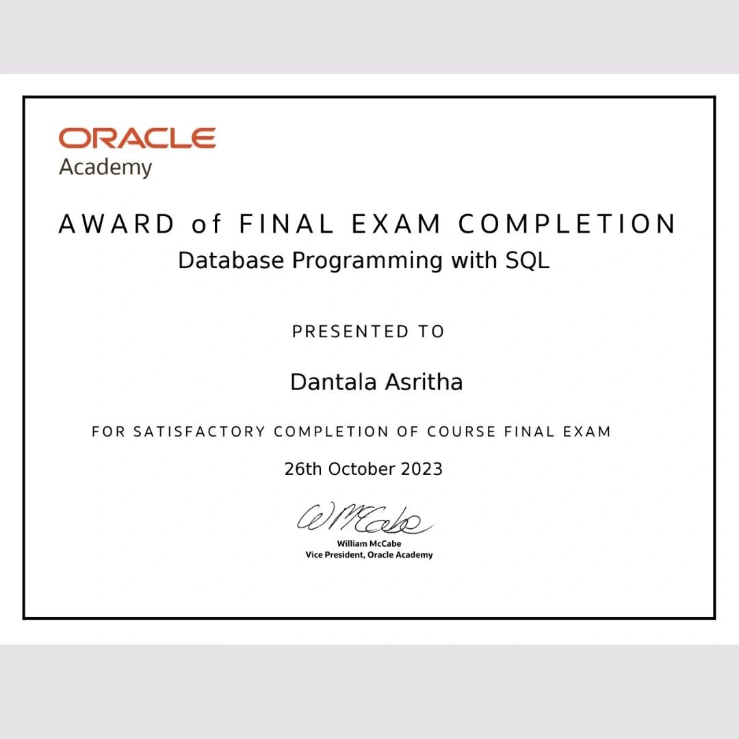 Dantala Asritha on LinkedIn: #sql Dantala Asritha on LinkedIn: #sql
