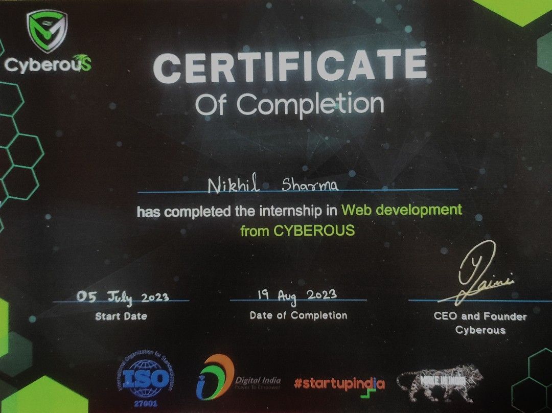 Nikhil Sharma on LinkedIn: #html #css #js #cyberous Nikhil Sharma on LinkedIn: #html #css #js #cyberous
