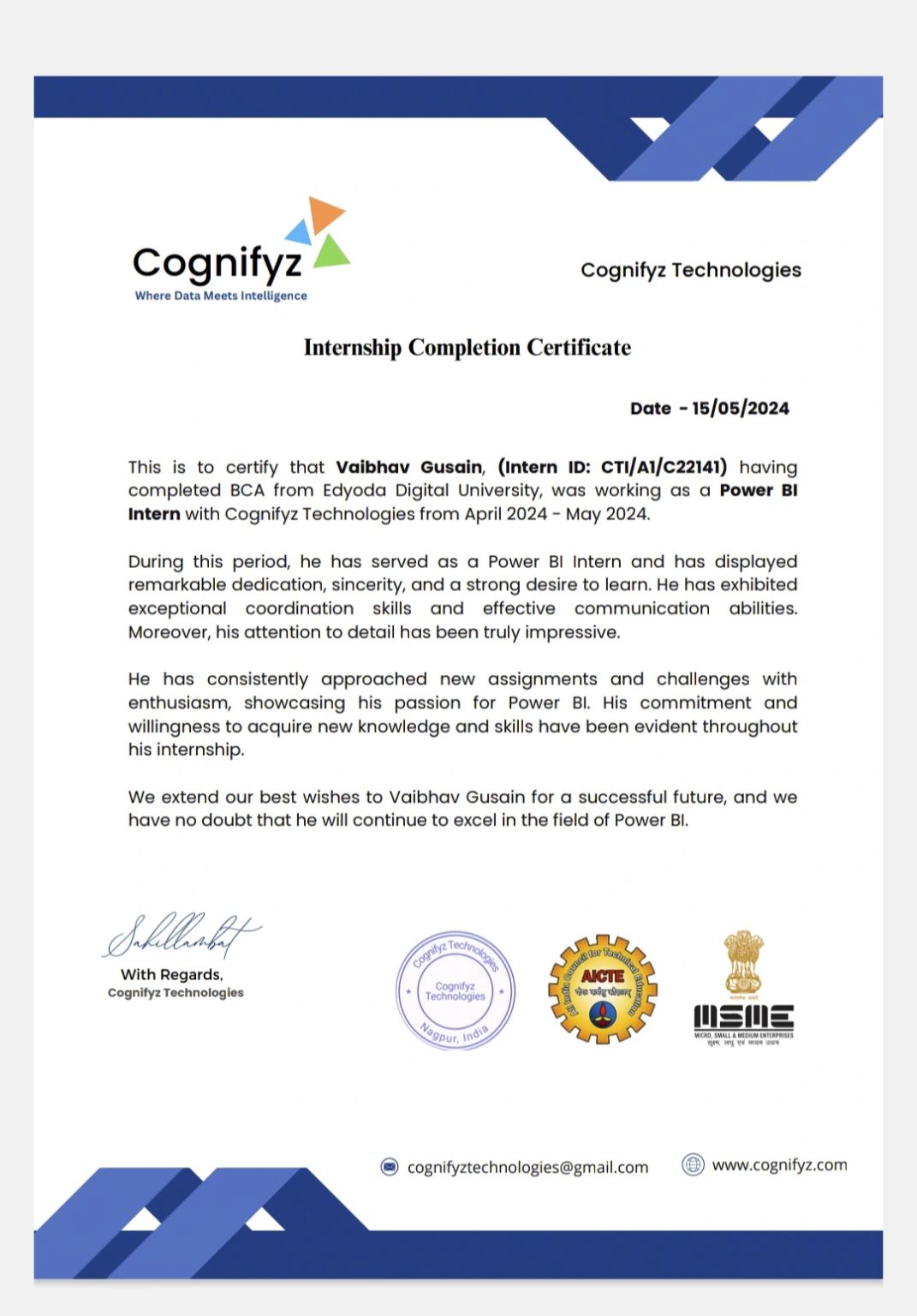 Vaibhav Gusain on LinkedIn: #powerbi #internship #certificate # ... Vaibhav Gusain on LinkedIn: #powerbi #internship #certificate # ...