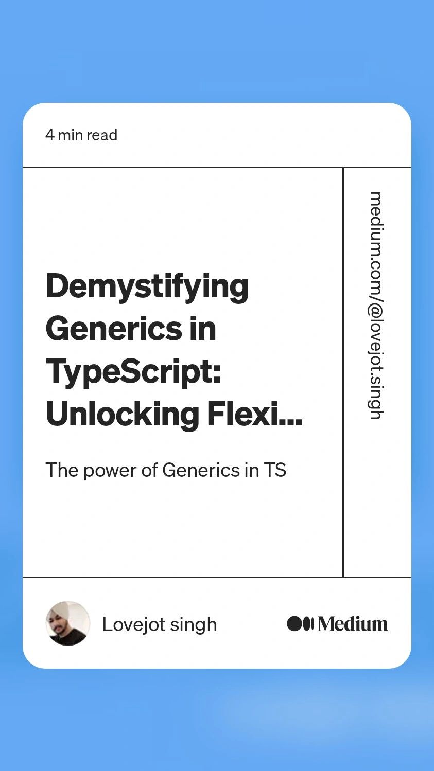 Lovejot singh on LinkedIn: Generics in TS Lovejot singh on LinkedIn: Generics in TS