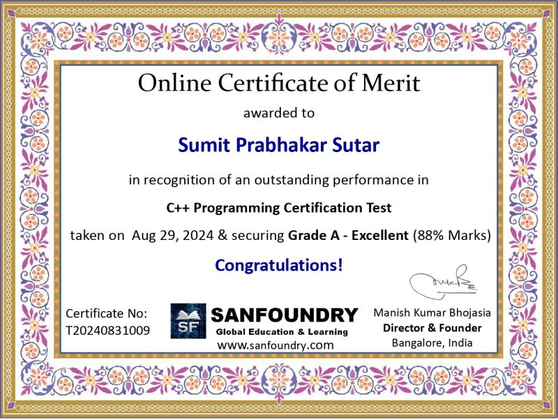 Sumit Sutar on LinkedIn: #cplusplus #certification #continuouslearning ... Sumit Sutar on LinkedIn: #cplusplus #certification #continuouslearning ...