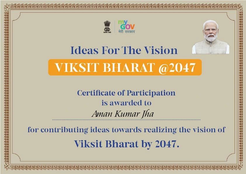 Aman Kumar Jha on LinkedIn: #mygov Aman Kumar Jha on LinkedIn: #mygov