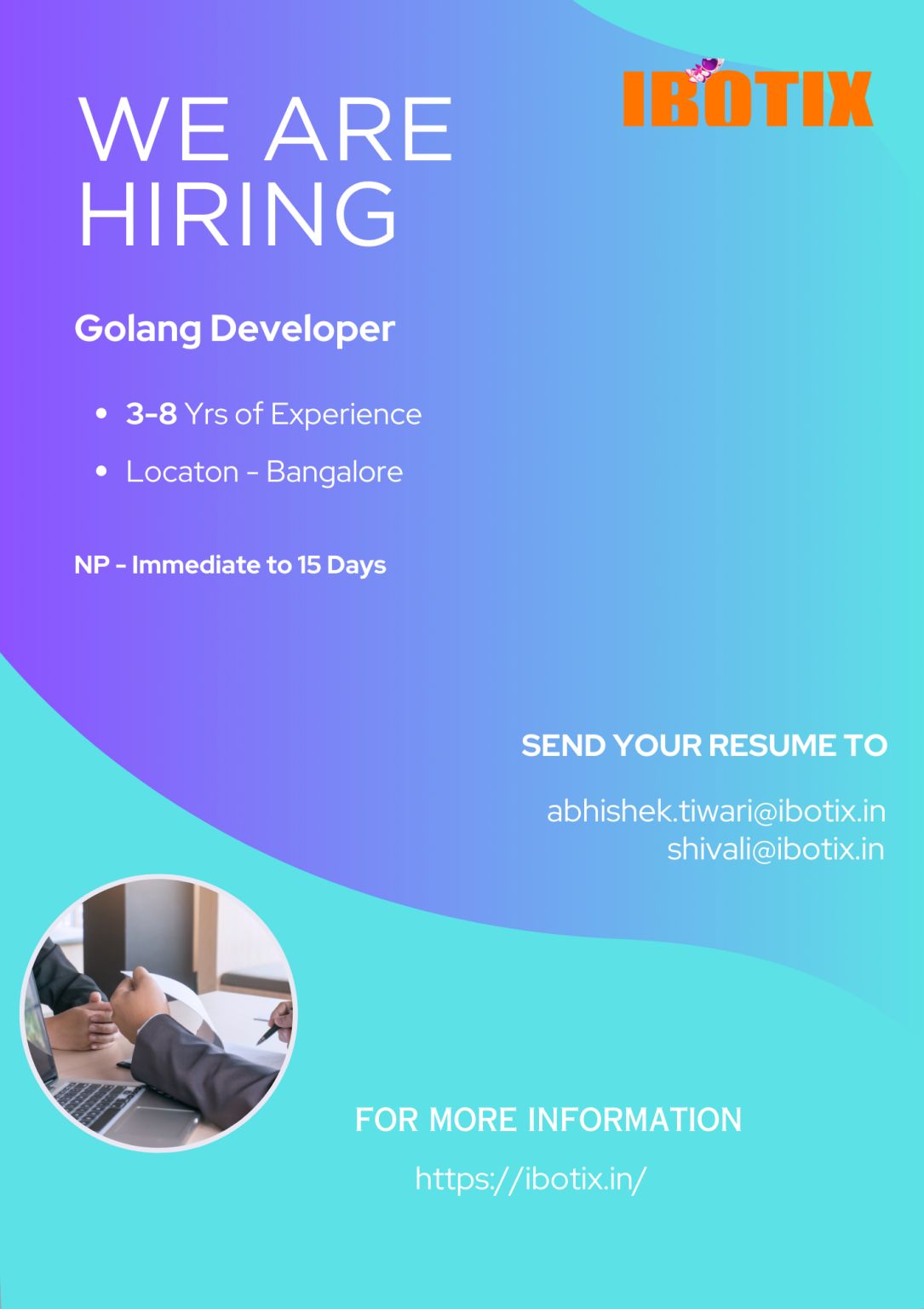IBOTIX LLP on LinkedIn: #golang #golangdeveloper #go #bangalorejobs # ... IBOTIX LLP on LinkedIn: #golang #golangdeveloper #go #bangalorejobs # ...