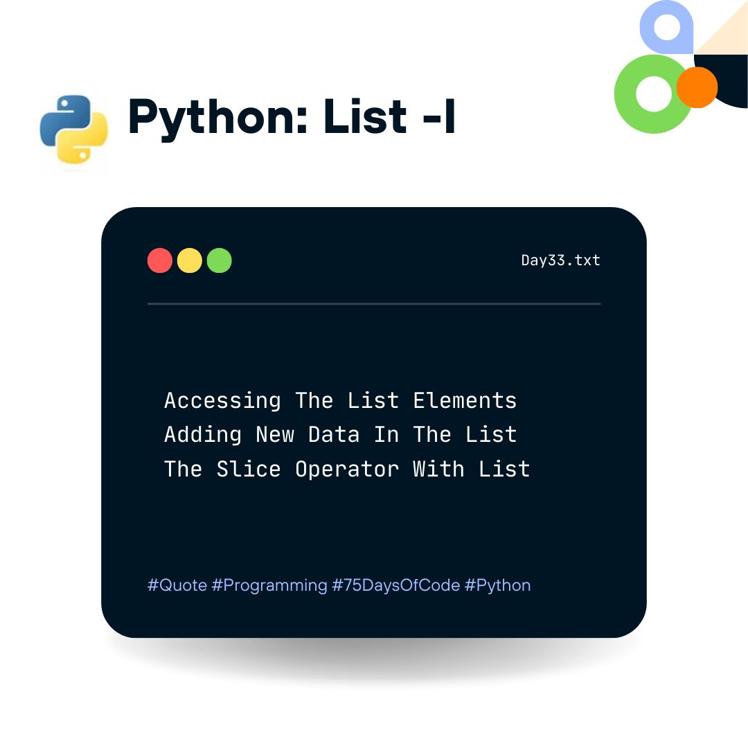 Learned about List -I and Slice Operator | Pratham Raj posted on the ... Learned about List -I and Slice Operator | Pratham Raj posted on the ...