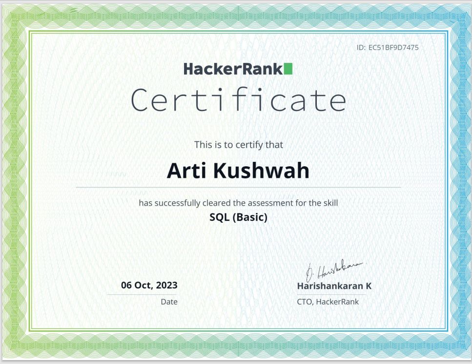 Arti Kushwah on LinkedIn: #hackerrank #sql #database Arti Kushwah on LinkedIn: #hackerrank #sql #database