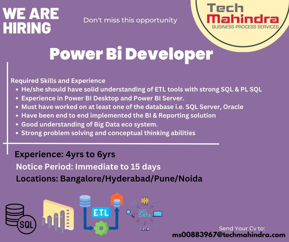 Muskan Shaikh on LinkedIn: #techmahindra #hiring #powerbideveloper #sql ... Muskan Shaikh on LinkedIn: #techmahindra #hiring #powerbideveloper #sql ...
