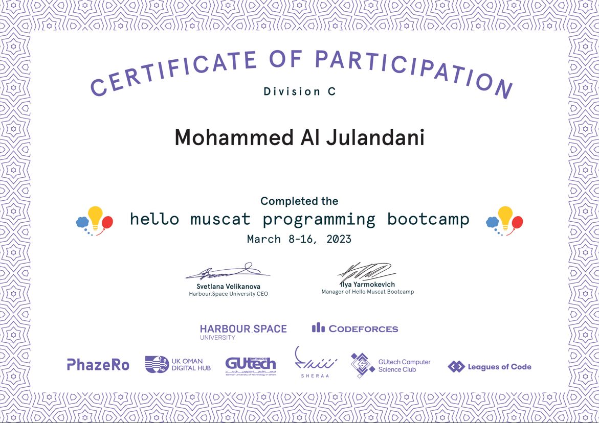 Mohammed Al Julandani on LinkedIn: #programming #bootcamp #coding #oman Mohammed Al Julandani on LinkedIn: #programming #bootcamp #coding #oman