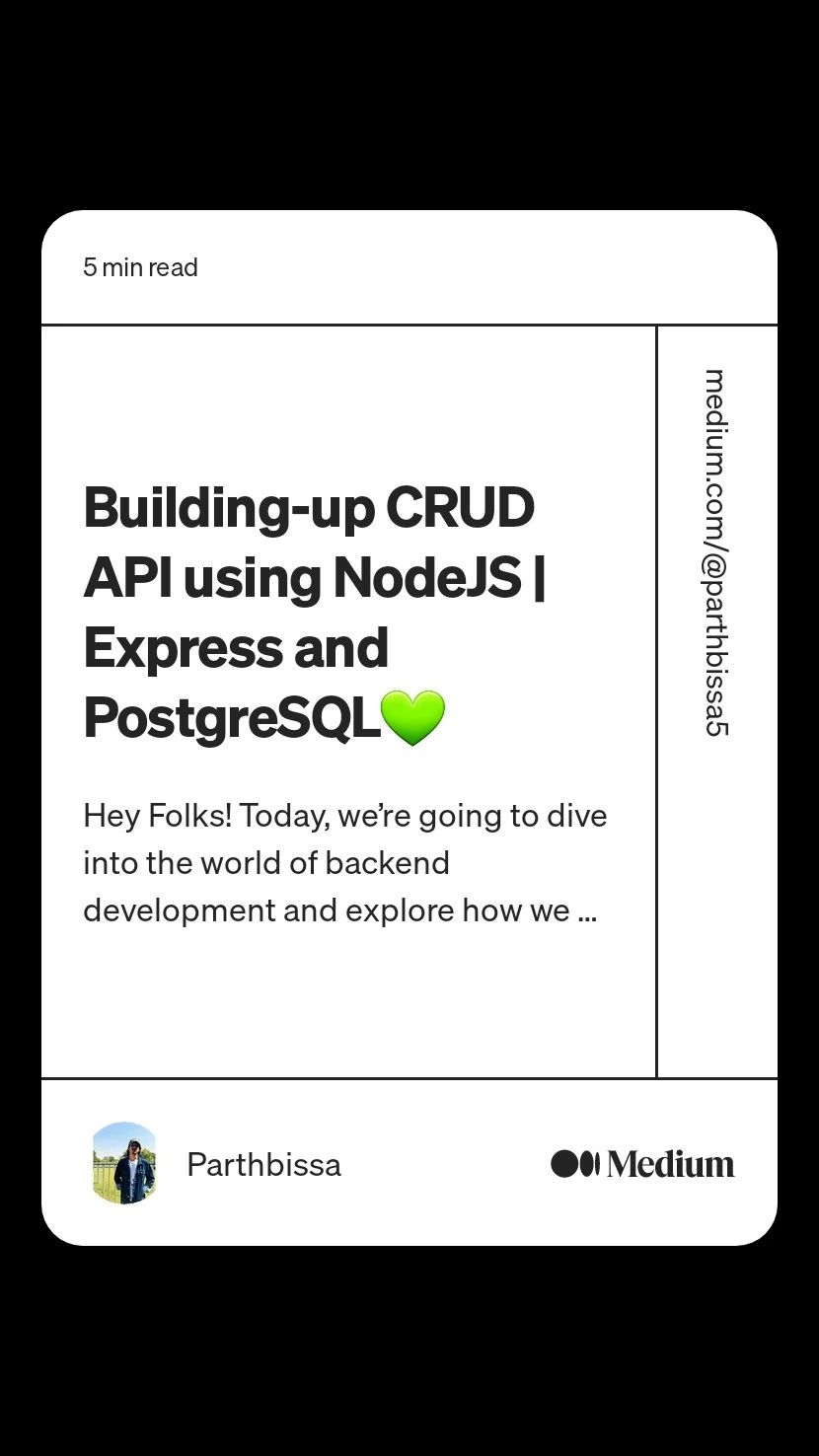 Parth Sarthi Bissa on LinkedIn: #backend #learning #nodejs #expressjs # ... Parth Sarthi Bissa on LinkedIn: #backend #learning #nodejs #expressjs # ...