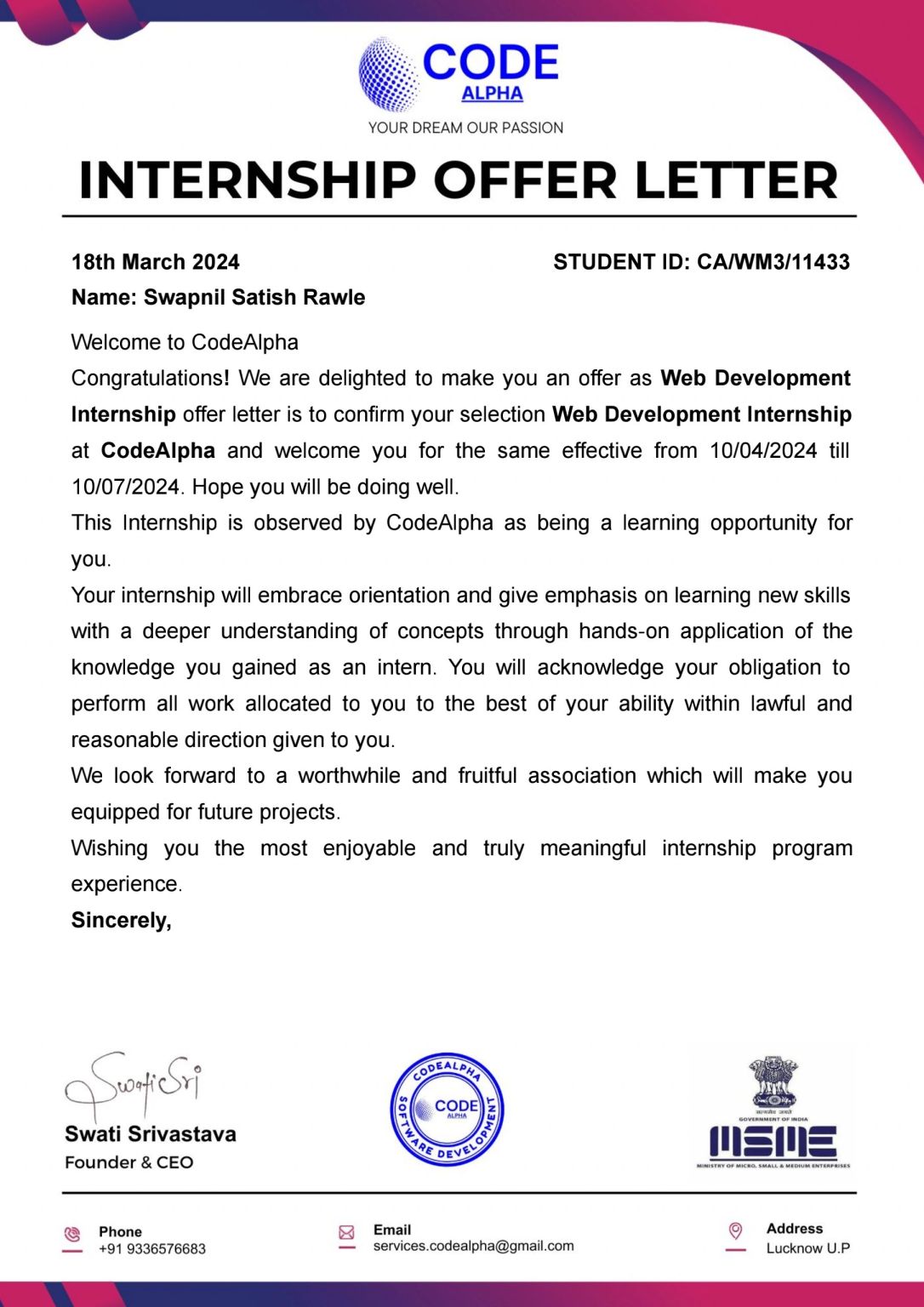 #internship #codealpha | Swapnil Rawle #internship #codealpha | Swapnil Rawle