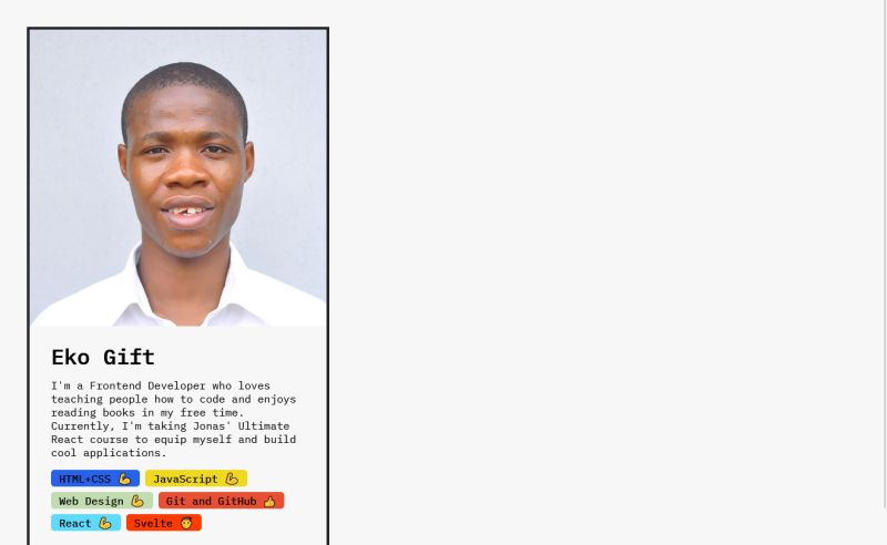 How I learned React with a profile card | Gift Eko posted on the topic ... How I learned React with a profile card | Gift Eko posted on the topic ...