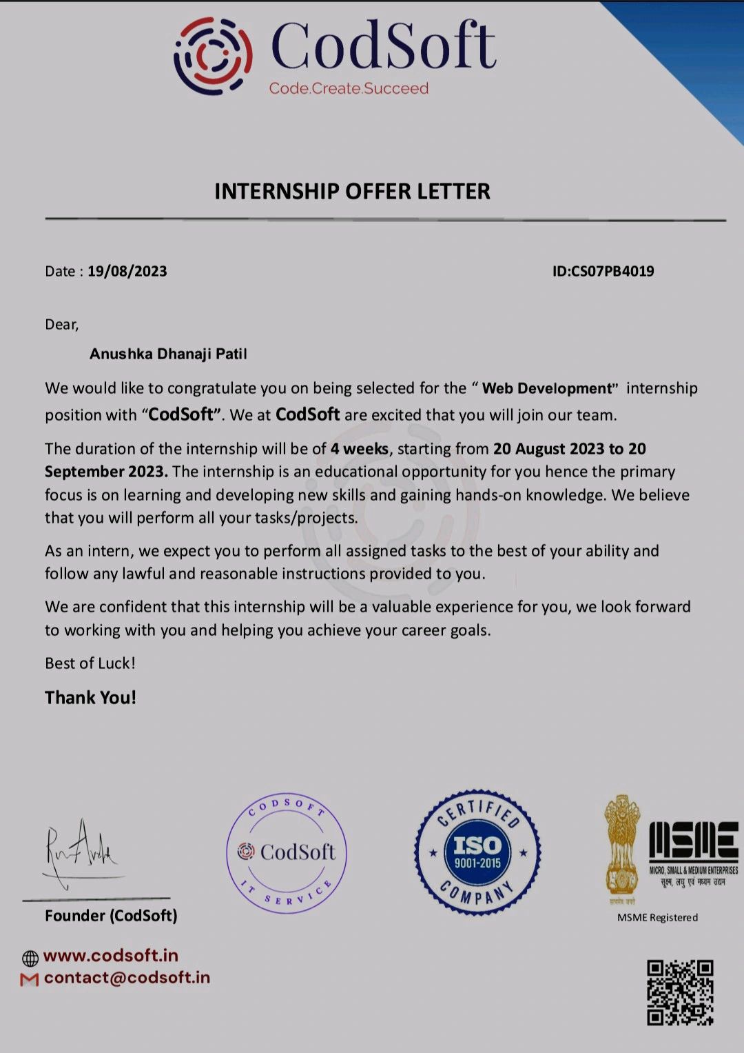 #codsoft #codsoftinternship #webdevelopment | Anushka Patil #codsoft #codsoftinternship #webdevelopment | Anushka Patil
