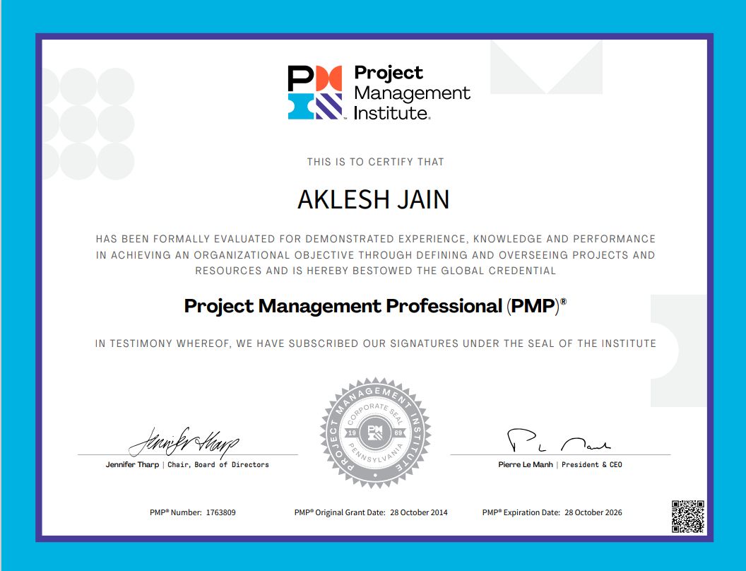 Aklesh Jain on LinkedIn: #pmp #projectmanagement #certificationrenewal ... Aklesh Jain on LinkedIn: #pmp #projectmanagement #certificationrenewal ...
